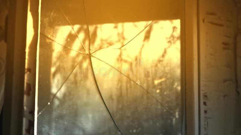 Old Cracked Window. Broken Glass on the Window. Sun through an Old ...