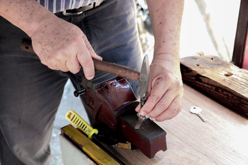 The Old Craftsman Made the Key Stock Image - Image of professional ...
