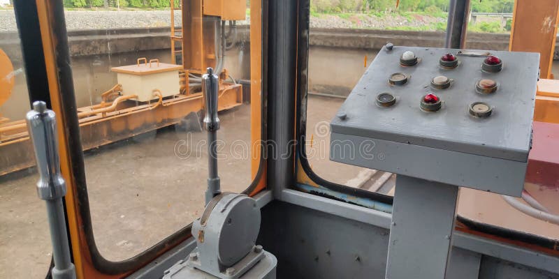 Old Crane control panel. stock photo. Image of pedestal - 157633274
