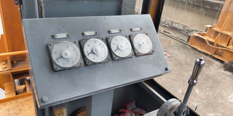 Old Crane control panel. stock photo. Image of industrial - 157633292