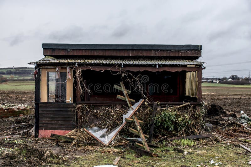 Old Creepy Dark Abandoned Destructive Dirty House Broken Windows Stock ...