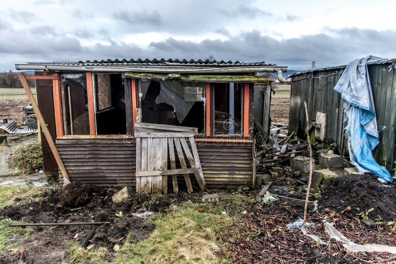 Old Creepy Dark Abandoned Destructive Dirty House Broken Windows Stock ...