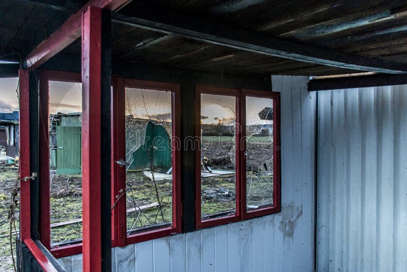Old Creepy Dark Abandoned Destructive Dirty House Broken Windows Stock ...