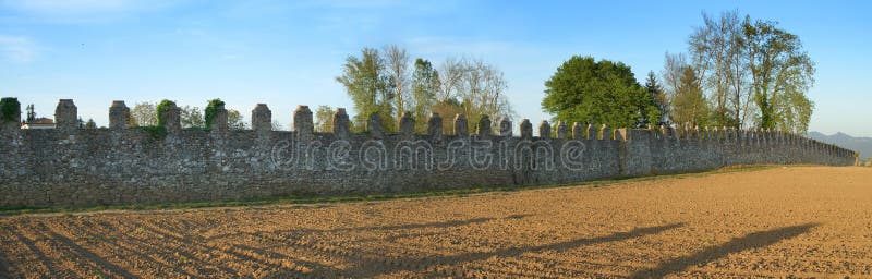 Old crenellated wall pano stock image. Image of friulian - 2441563