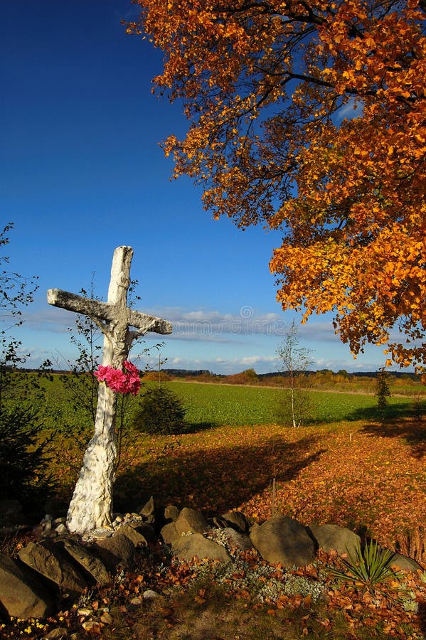 Old cross stock photo. Image of orange, trees, peaceful - 1425162