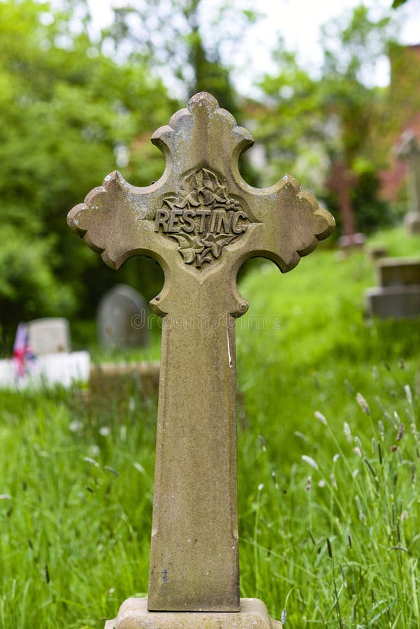 An Old Cross at a Cemetery in England. Stock Photo - Image of light ...