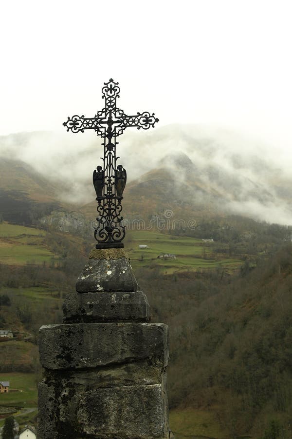 Old cross in the Pyrenees stock image. Image of humidity - 23549427