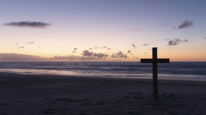 Cross in sand stock image. Image of meditation, leave - 43707785