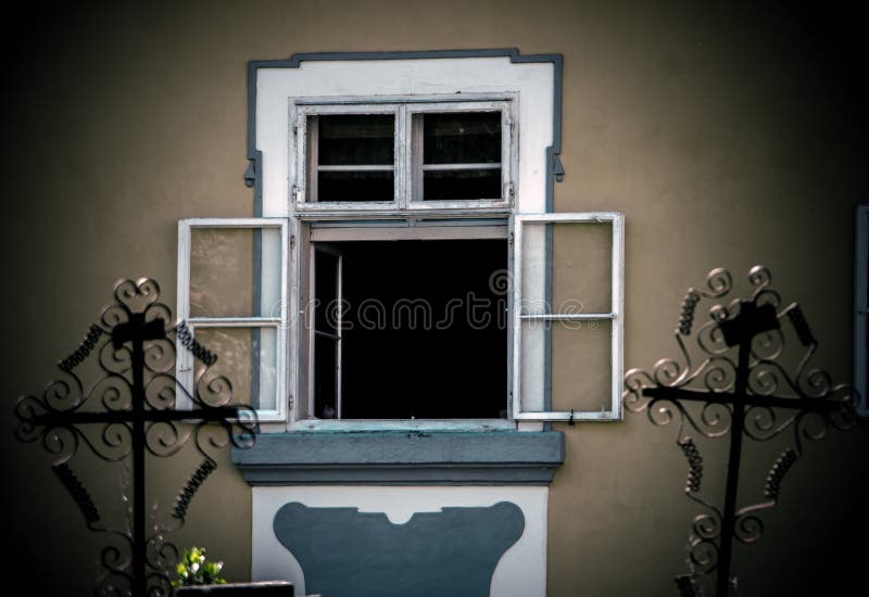 Old Crosses on Graves Under the Open Window Stock Image - Image of ...