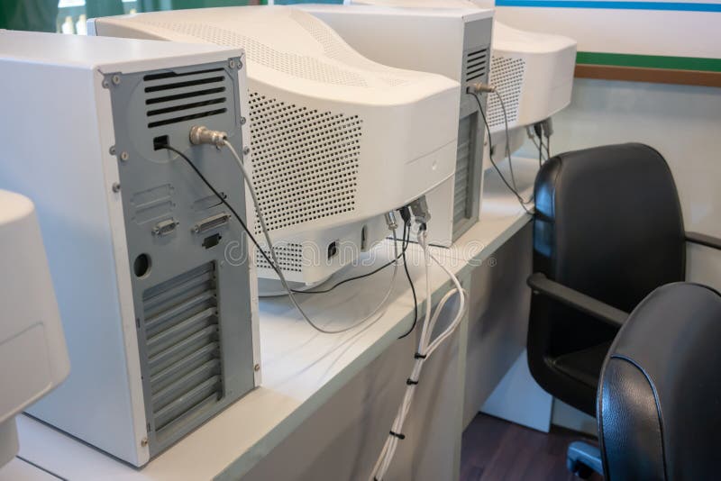 Old CRT Computer Monitors and Towers Stock Photo - Image of fashioned ...