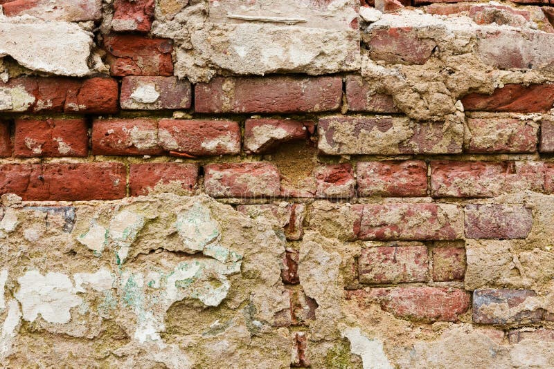 Old Crumbling Plastered Brick Wall Stock Image - Image of decay ...