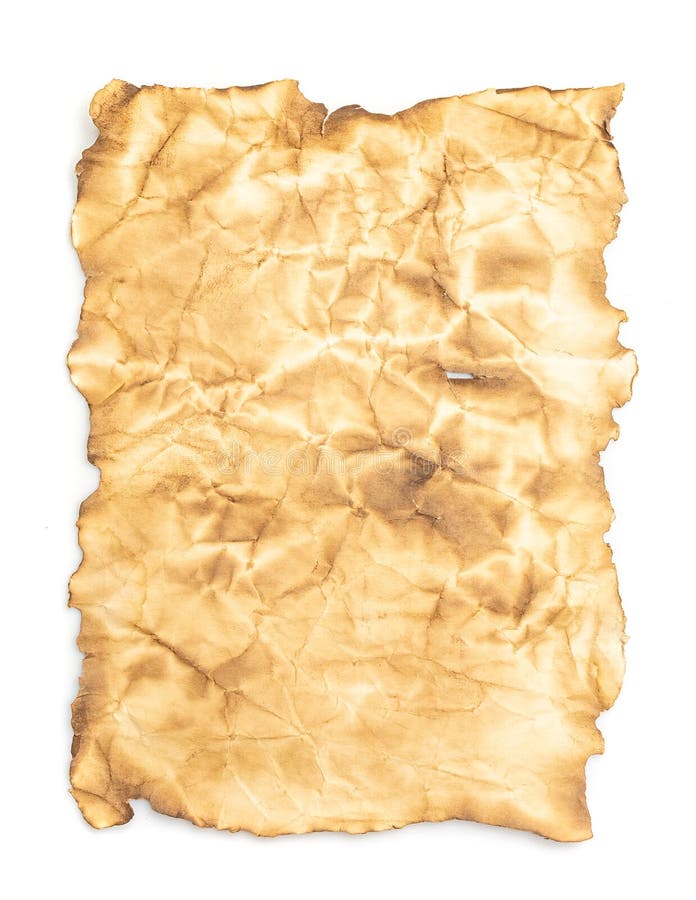 Old Crumpled and Charred Sheet of Paper Stock Image - Image of ...