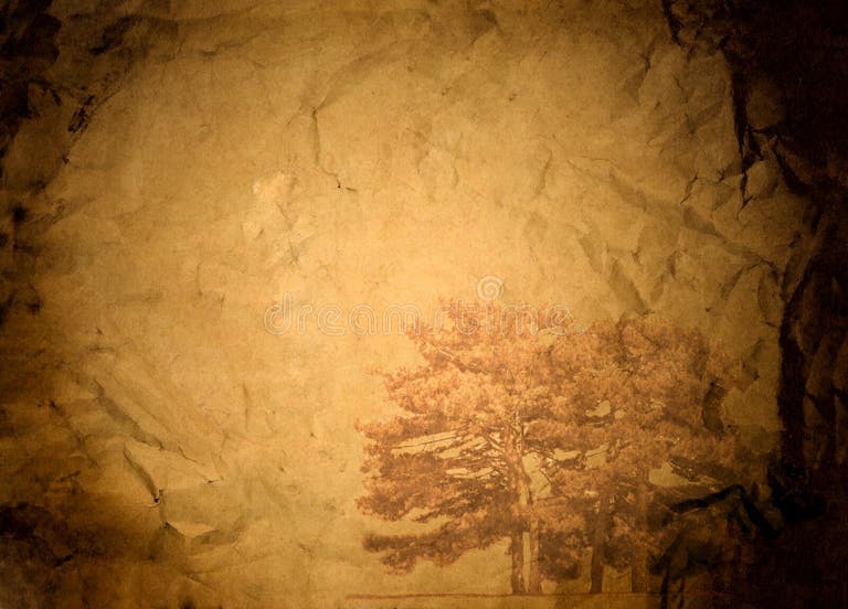 Old Crumpled Paper with a Tree Stock Image - Image of document, closeup ...