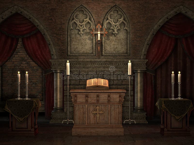 Old crypt with candles stock illustration. Illustration of crypt - 26883203