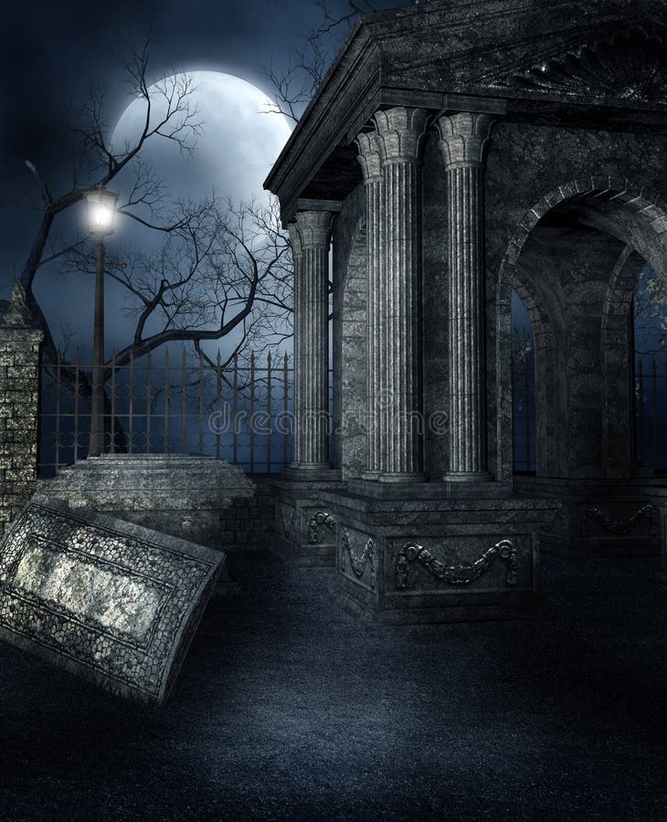 Old Crypt in a Gothic Graveyard Stock Illustration - Illustration of ...