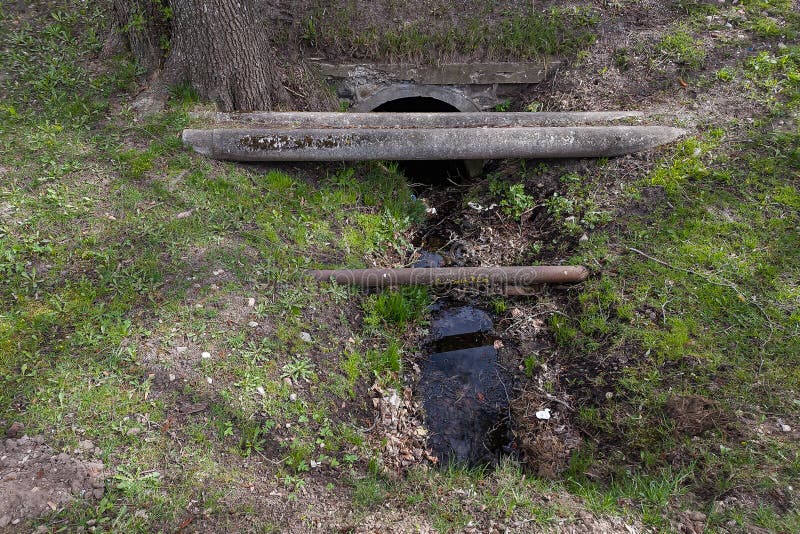 Old Culvert, Concrete and Metal Pipes Stock Photo - Image of landscape ...