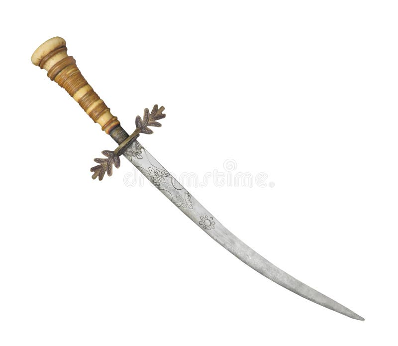 Old Turkish Curved Blade Dagger Isolated Stock Photo - Image of fancy ...