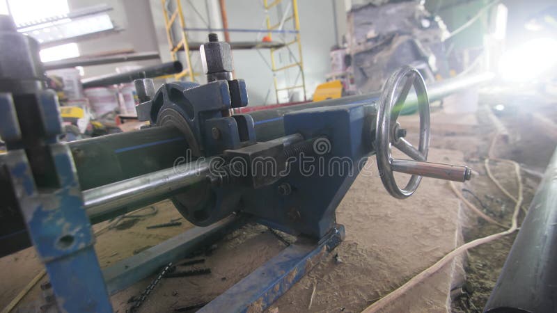 Old Cutting Machine with Rotating Valve and Plastic Pipe Stock Footage ...