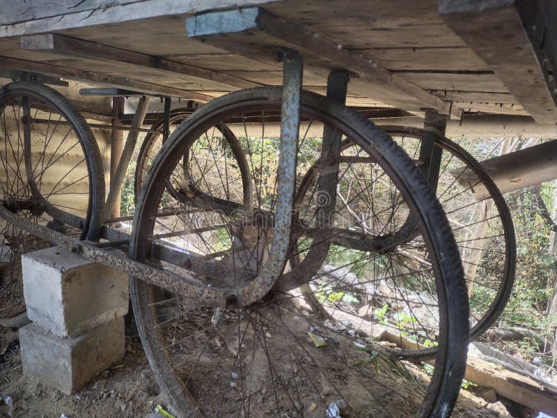 Old cycle and machine stock photo. Image of wood, tarmac - 262437762