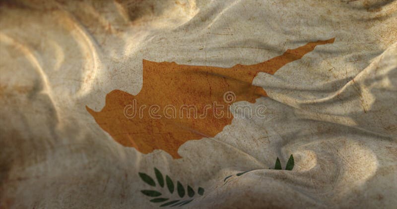 Old Cyprus Flag Waving at Wind Stock Illustration - Illustration of ...
