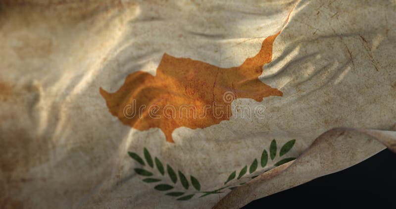 Old Cyprus Flag Waving at Wind. Loop Stock Footage - Video of lamaca ...