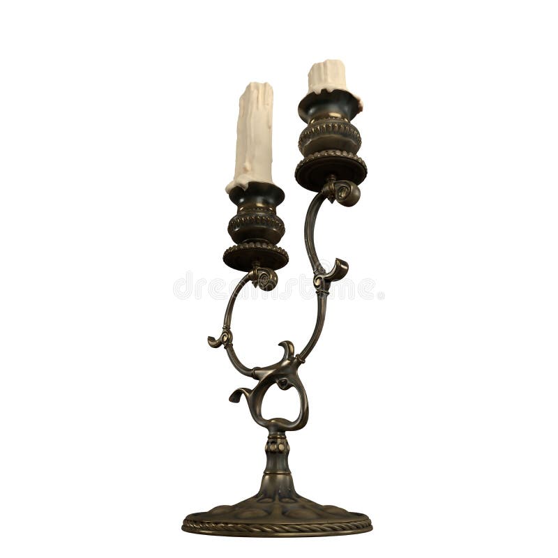 Old 3d Antique Bronze Double Candelstick with Candels Stock ...