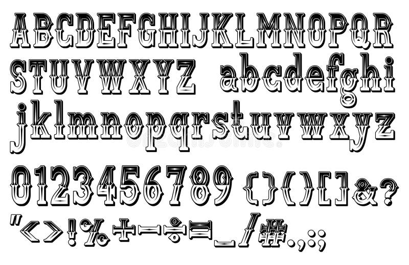 Old 3d Western Alphabet Letters Font Stock Vector - Illustration of ...