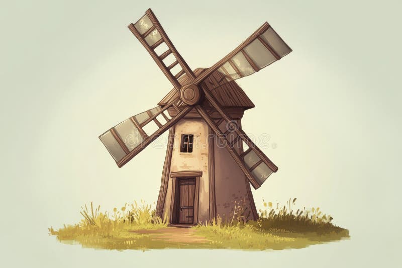 An Old 2D Windmill Symbol. Generative AI. Stock Illustration ...