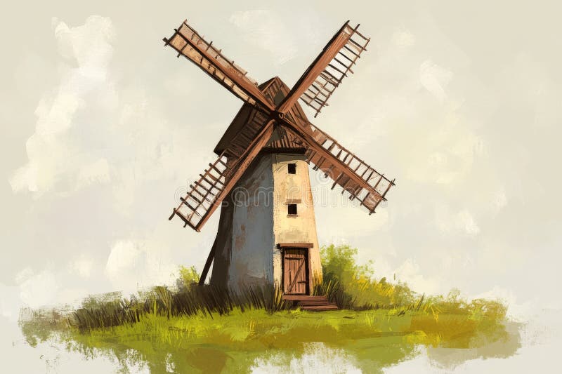 An Old 2D Windmill Symbol. Generative AI. Stock Illustration ...