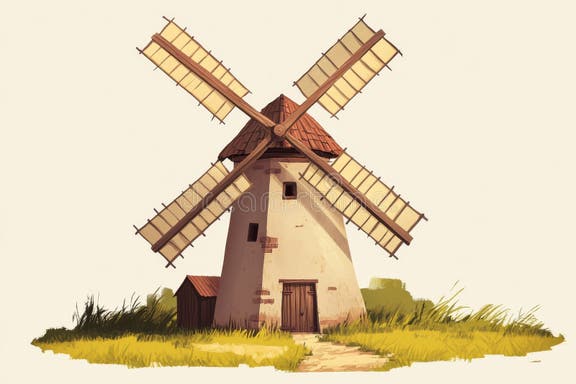 An Old 2D Windmill Symbol. Generative AI. Stock Illustration ...