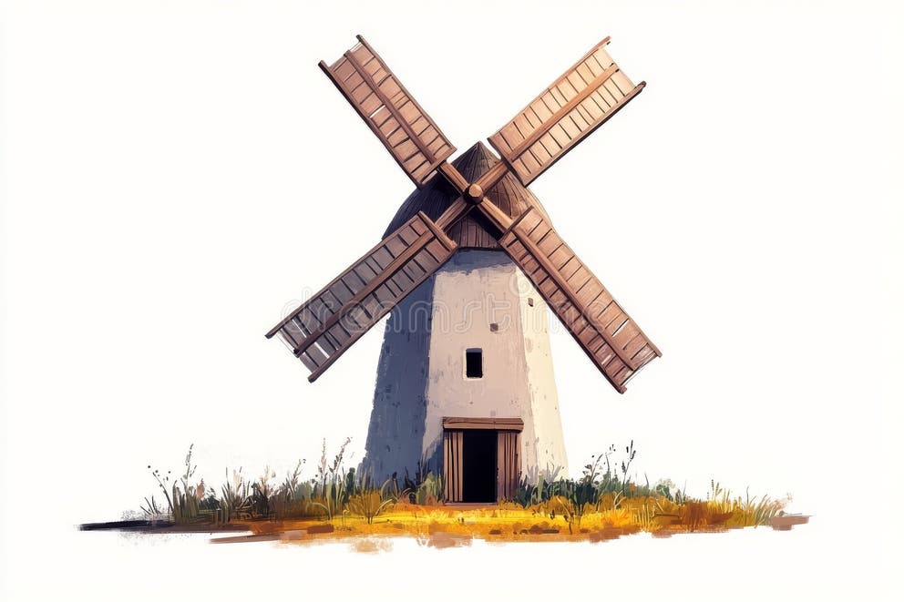 An Old 2D Windmill Symbol. Generative AI. Stock Illustration ...