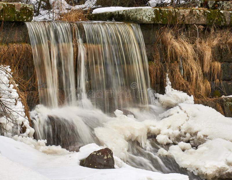 Waterfall in Cold Winter Day Stock Photo - Image of beautiful, stream ...