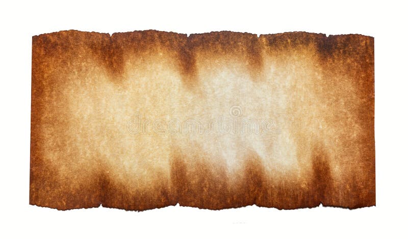 Old Damaged Burnt Paper Scroll Isolated on White Background. Vintage ...