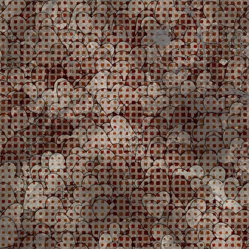 Old Damaged Overlapping Grey Hearts with Red Square Pattern Stock ...