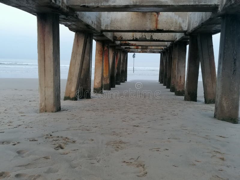 Old Damaged Pier on Beach Diaz Beach Stock Image - Image of pier, beach ...