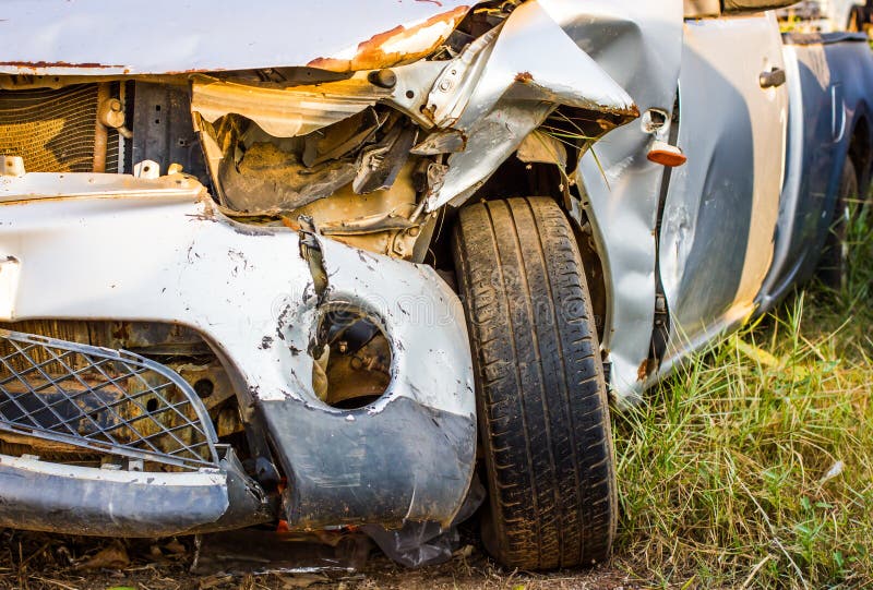 Old Damaged Rusty Car Wreck in the Grass Stock Image - Image of auto ...
