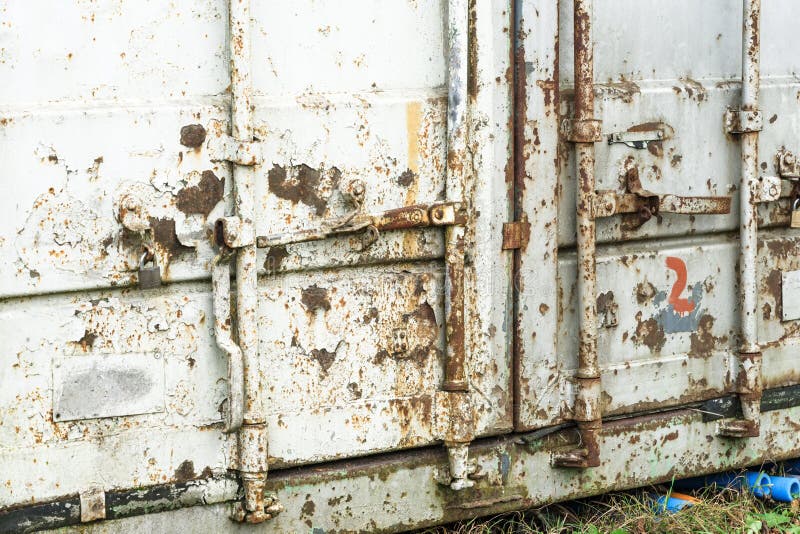 Old Damaged Rusty Shipping Container Locking System, Stock Photo ...