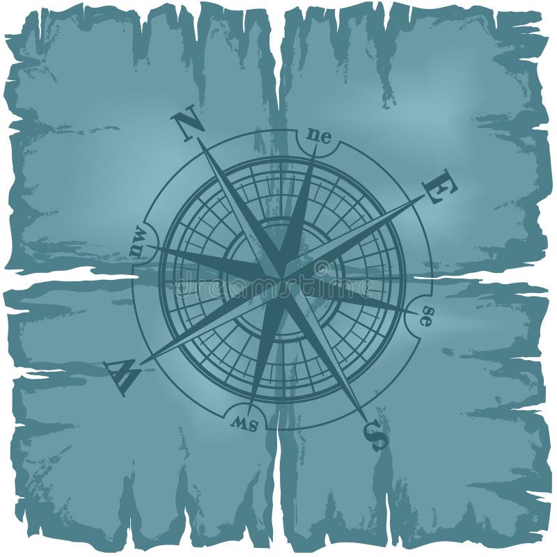 Old Damaged Sheet of Paper with Compass Rose. Stock Vector ...