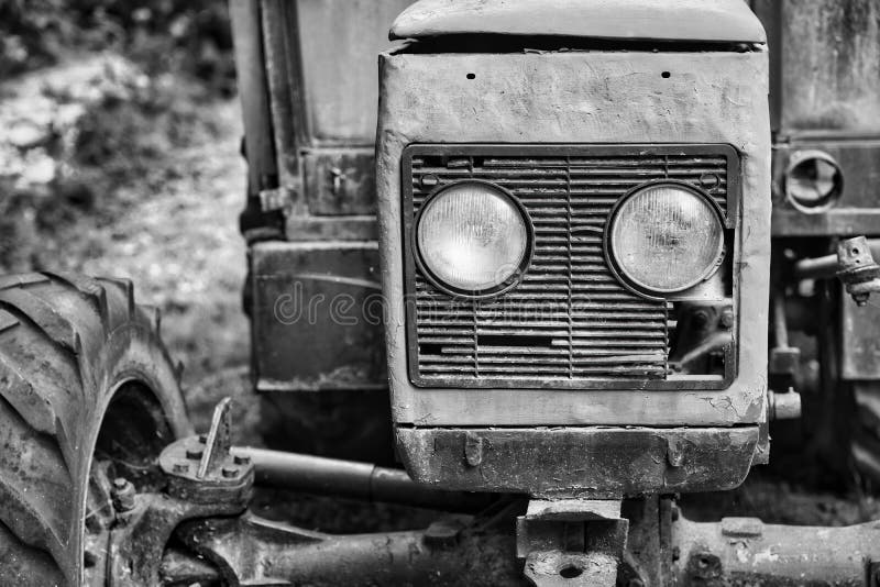 Old damaged tractor stock image. Image of black, retro - 192486669