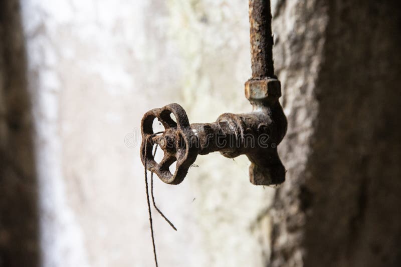 Old, Damaged Water Valve on an Old Pipe Stock Photo - Image of retro ...