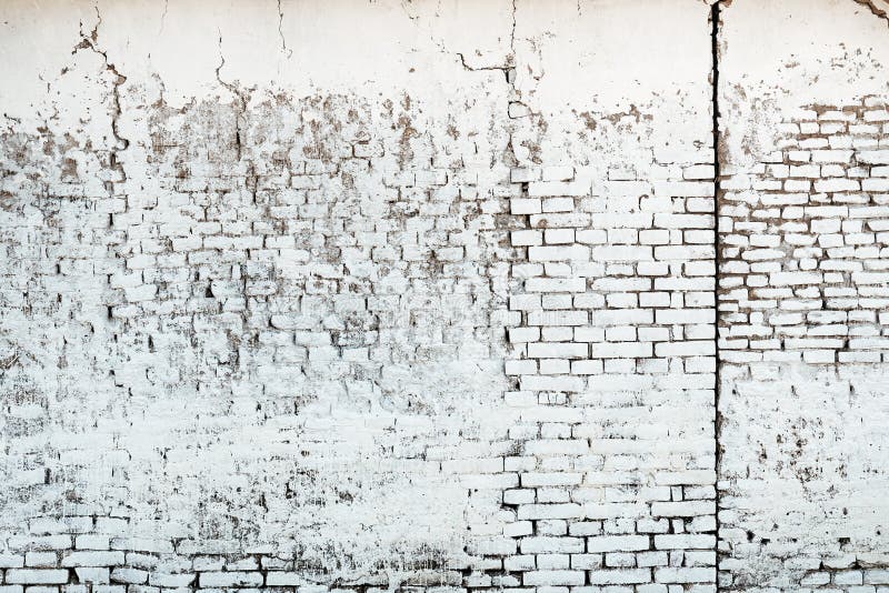 Old Damaged White Brick Wall Stock Image - Image of surface, copy ...