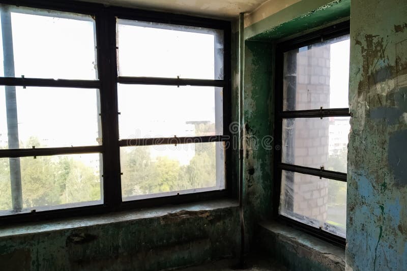 Old Damaged Window and Wall in Building Stock Image - Image of outdoors ...