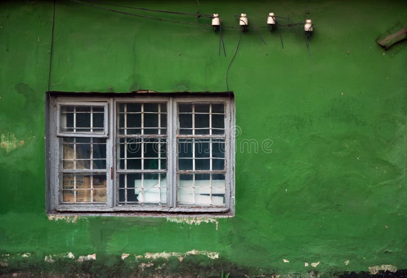 Old Damaged Windows, Grunge Window, Green Wall Texture Stock Image ...