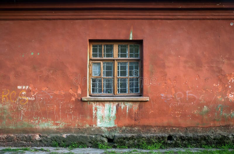 Old Damaged Windows, Grunge Windows, Texture Red Wall Stock Image ...