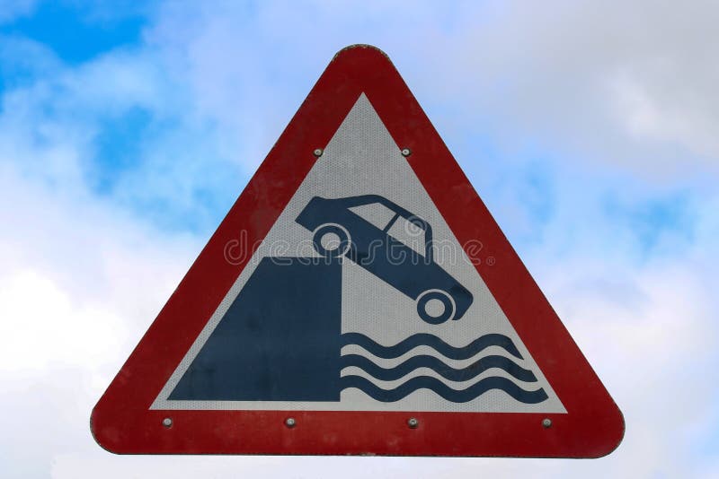 Old Danger Driving Sign at a Coastal Harbour Wall Stock Image - Image ...