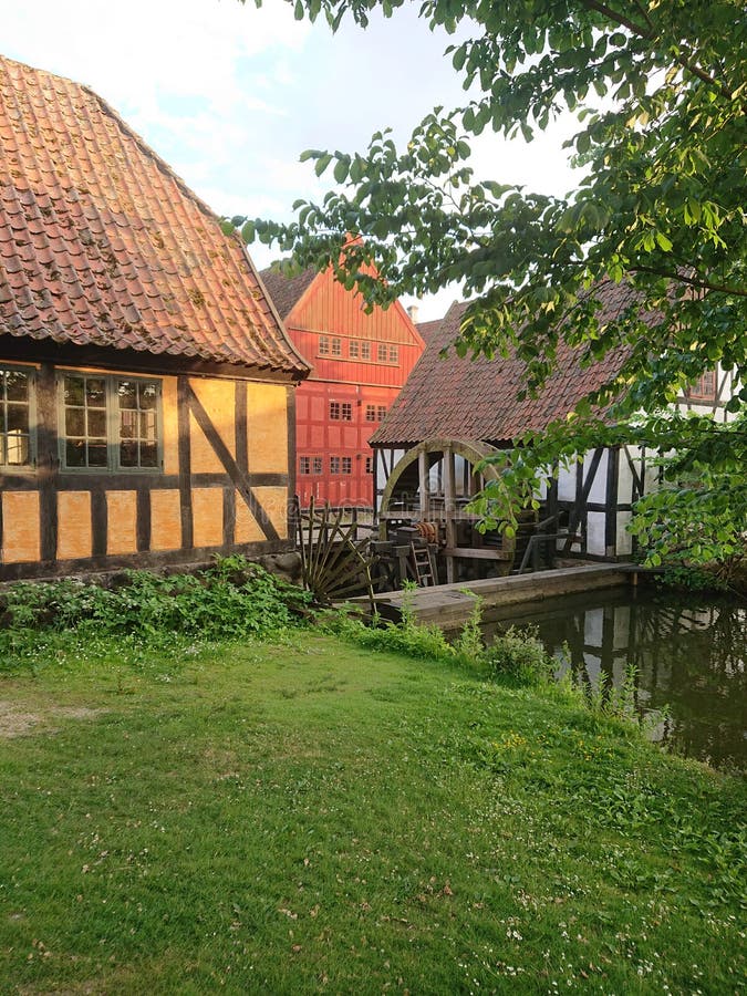 Old mill in danish town stock image. Image of sculpture - 145612235