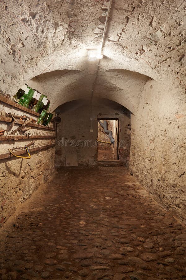 Old, Dark Basement Corridor in Ancient House Stock Photo - Image of ...