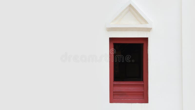 Old Dark Brown Wooden Windows on White Concrete Wall Stock Image ...