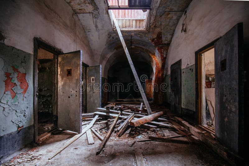 Old Dark Creepy Abandoned Prison Castle Stock Image - Image of asylum ...
