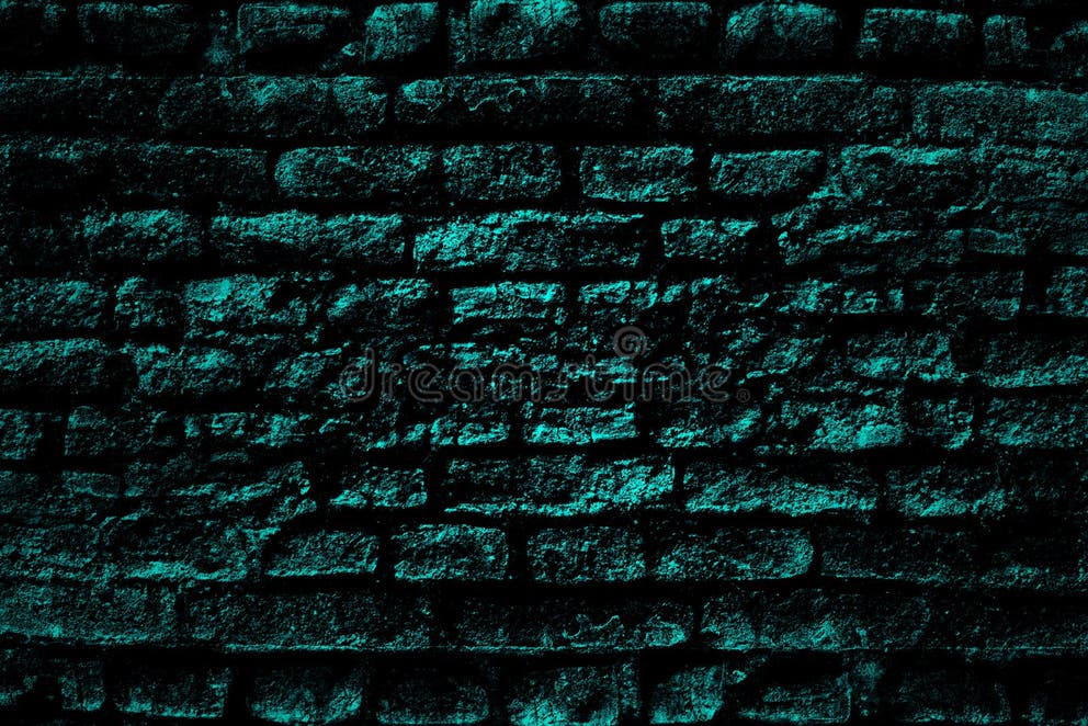 Old Dark Cyan Brick Structural Grunge Textured Wall Surface Stock Photo ...